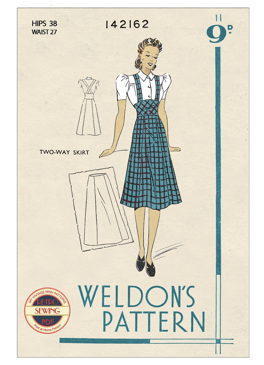 1940s Two-way Bracer or Standard Skirt PDF Sewing Pattern Waist 27 - Etsy