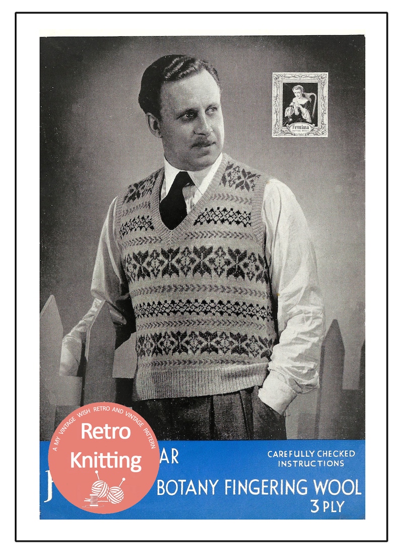 1940s Fair Isle Slip-over Knitting Pattern (PDF Download) - Etsy