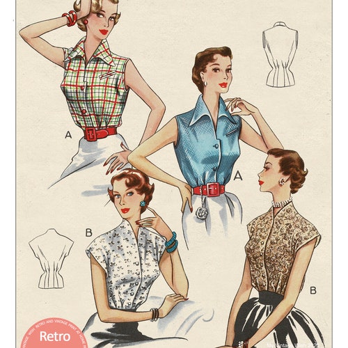 PDF Reproduction Vintage 1950's Sewing Pattern Shirt - Etsy