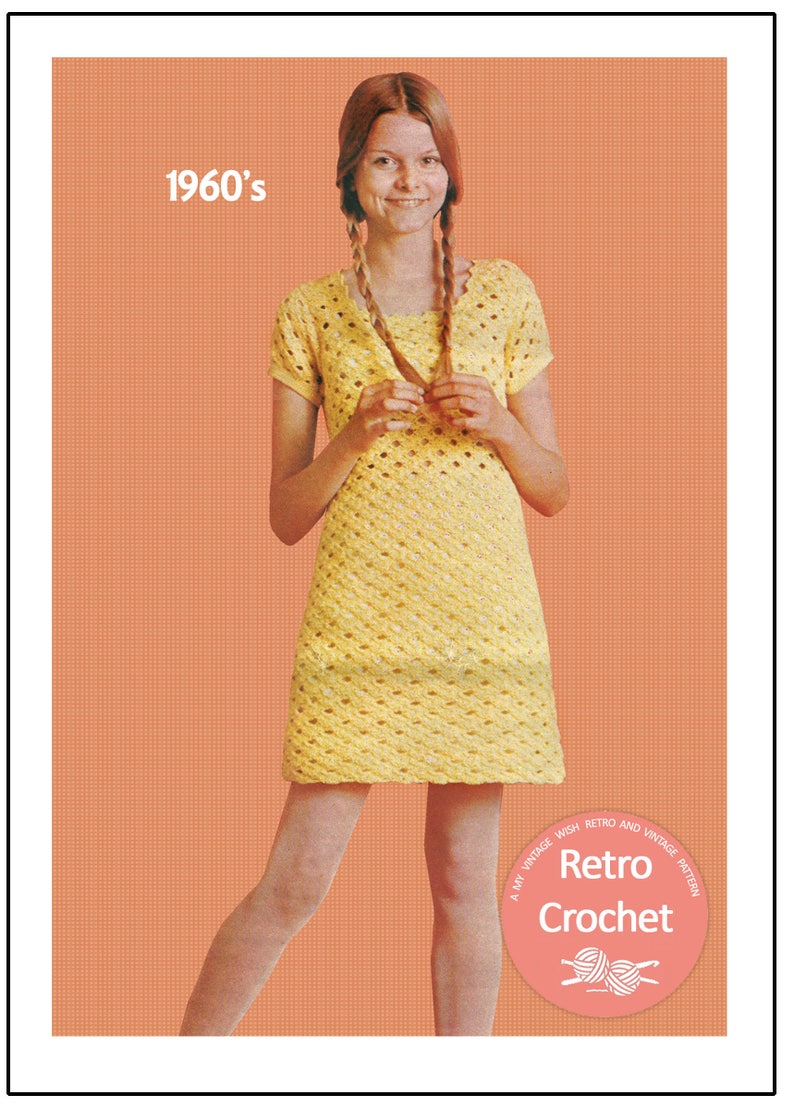 1960s Crochet Mini Dress Pattern Pdf Instant Download Etsy
