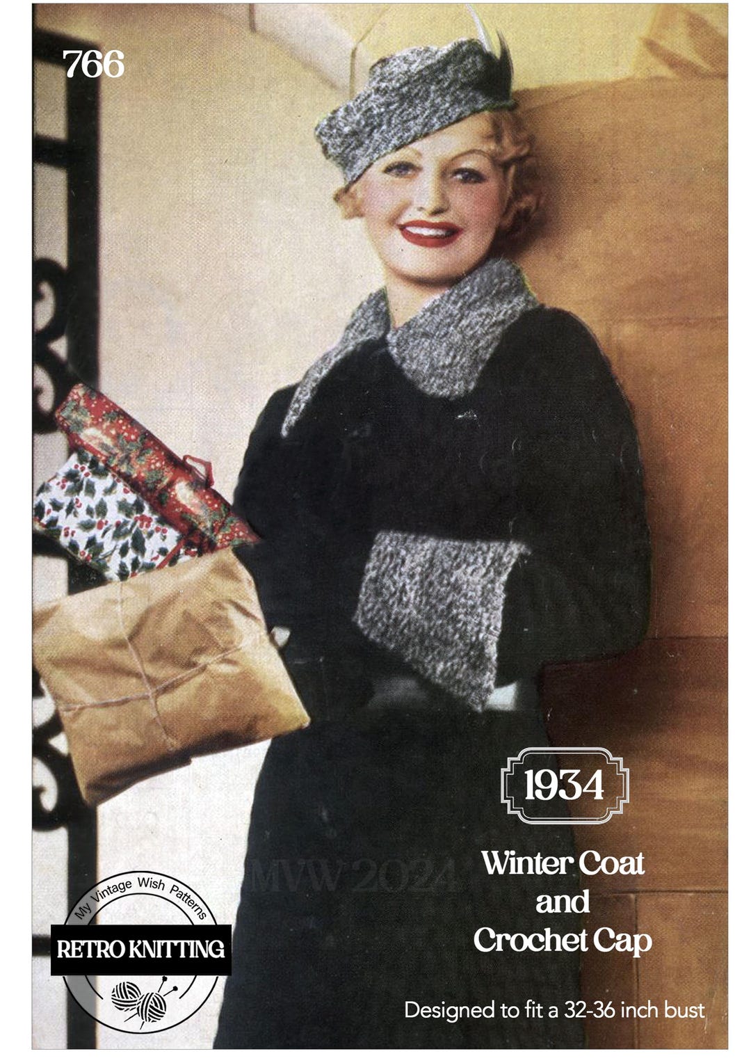 1930's Ladies Cossack Style Coat and Cap PDF Knitting Pattern Bust 34 ...