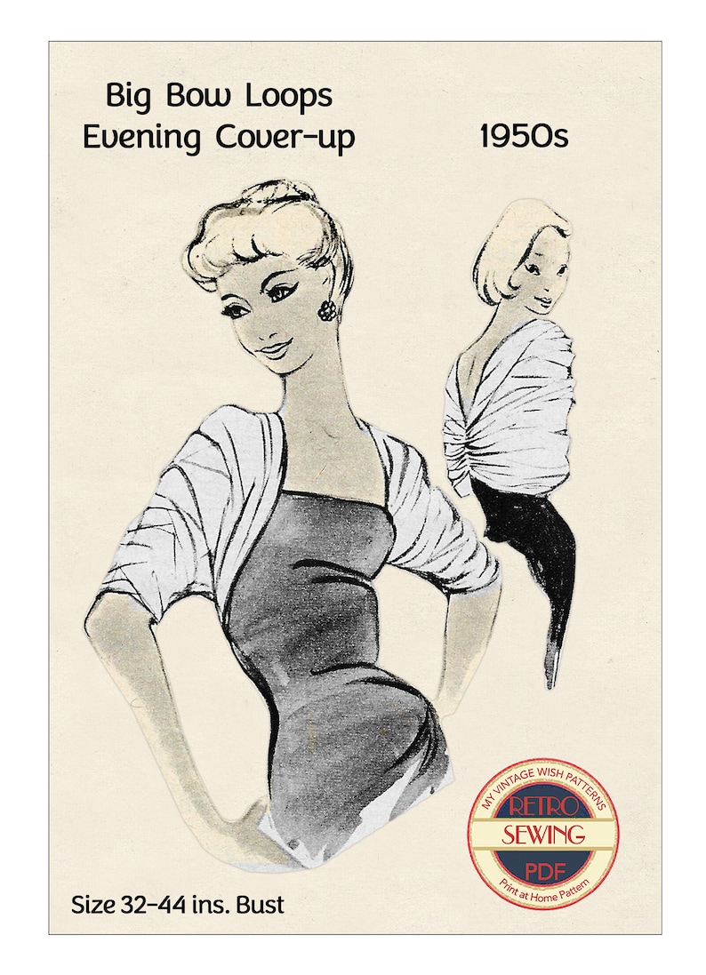 1950s Taffeta Bow Evening Stole PDF Sewing Pattern Multi-size - Etsy