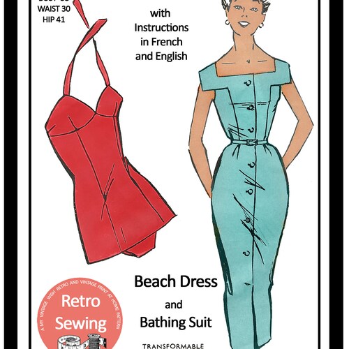 1950's Bombshell Bathing Suit and Beach Dress Sewing - Etsy