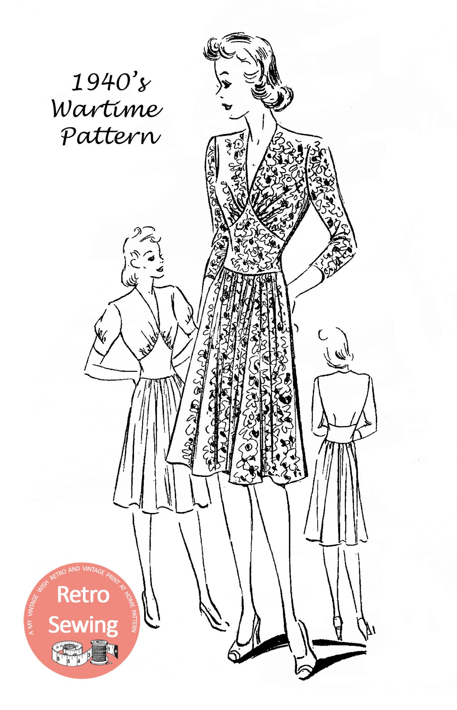 1940's Wartime Girdle Bodice Tea Frock Sewing Pattern - Etsy