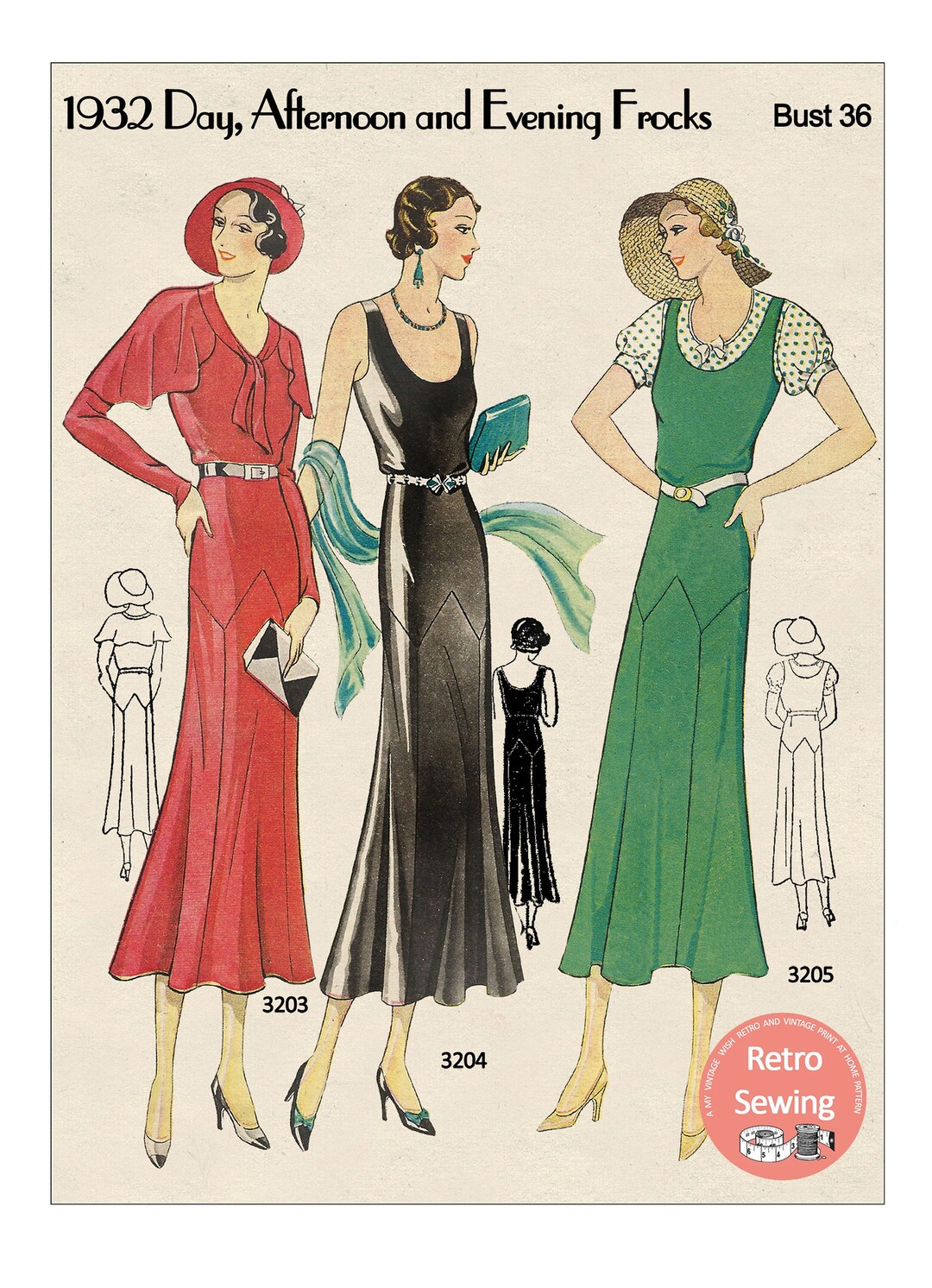 1930's Three Frocks Tea/evening and Pinafore With Blouse Bust 36 PDF ...