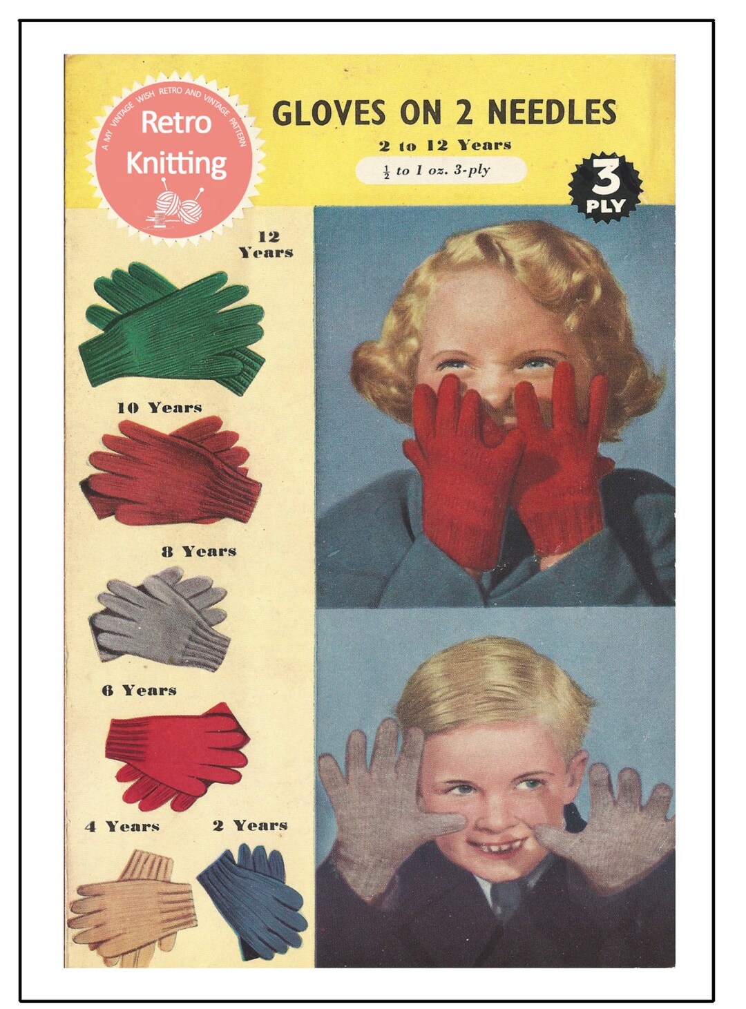 Multi-size Children's Gloves PDF Knitting Pattern - Etsy
