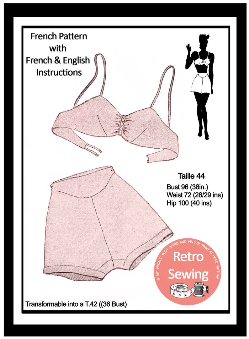 1940s Bra and French Knickers Ready Printed Sewing Pattern - Etsy UK