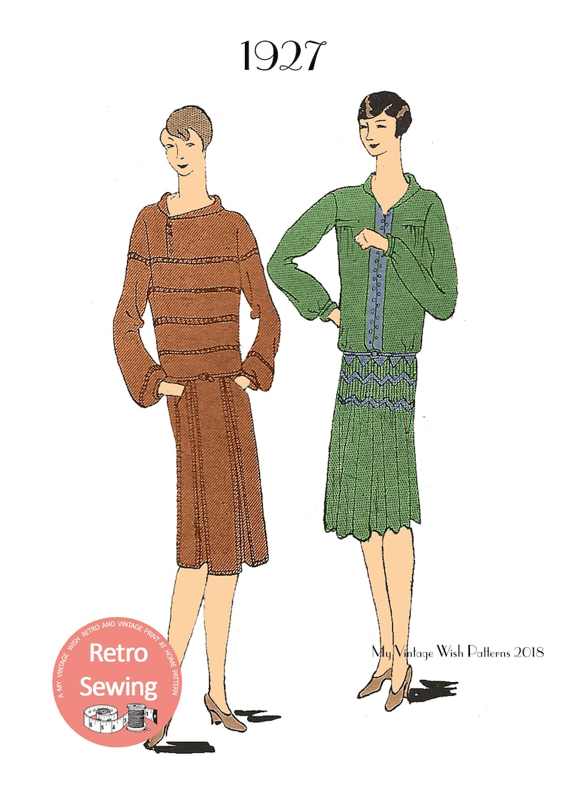 1920s Flapper Dresses and Dressing Robe Trace off Patterns - Etsy