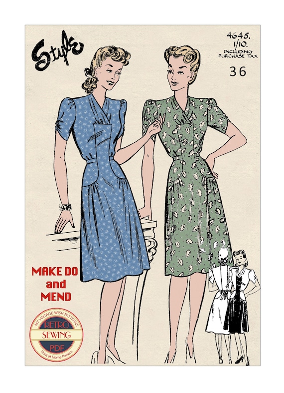 1940s Wartime Renovation Make Do and Mend Dress PDF Sewing | Etsy UK