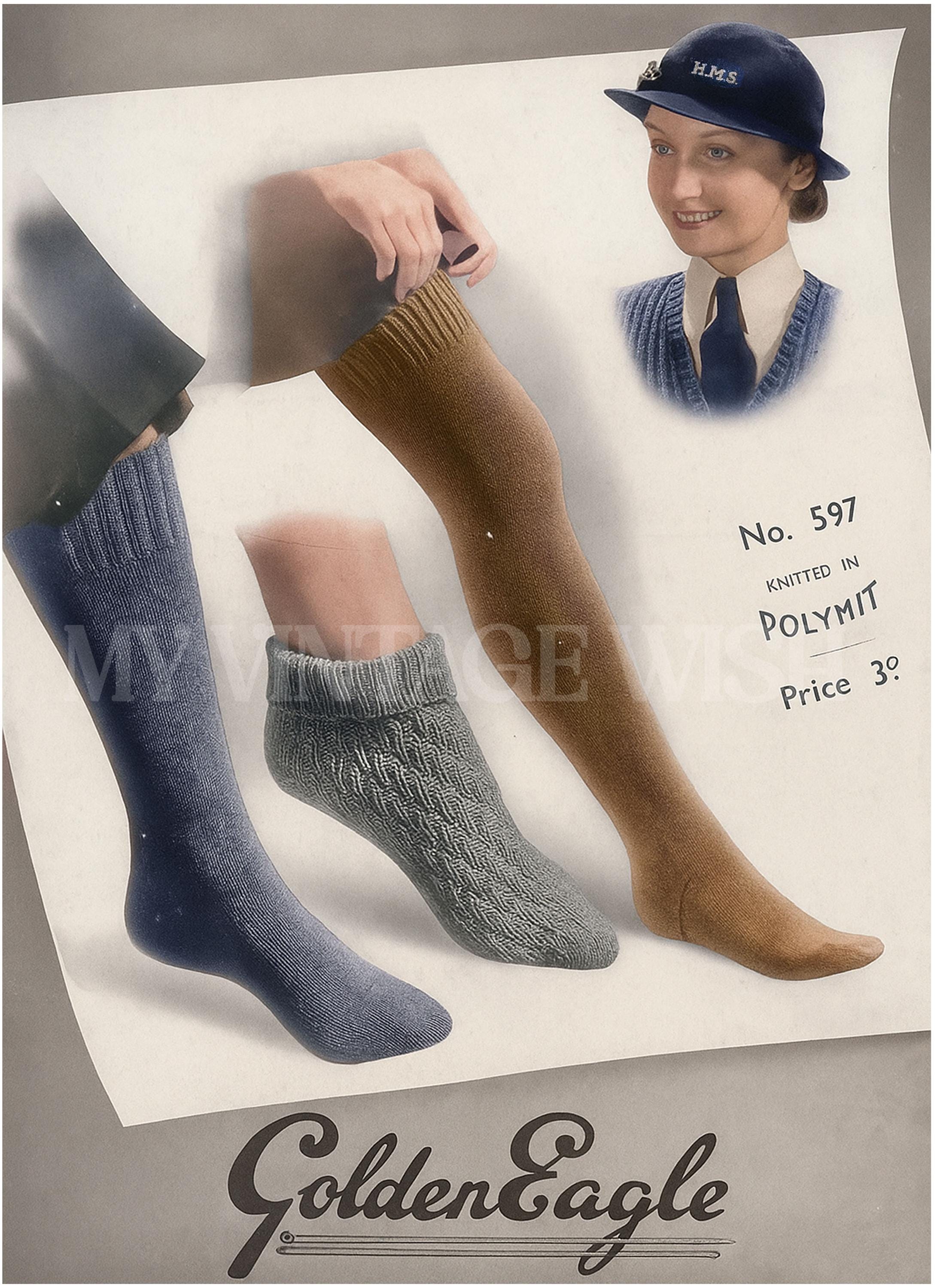 1940's Wartime Women's Service Stockings and Socks PDF Knitting Pattern ...