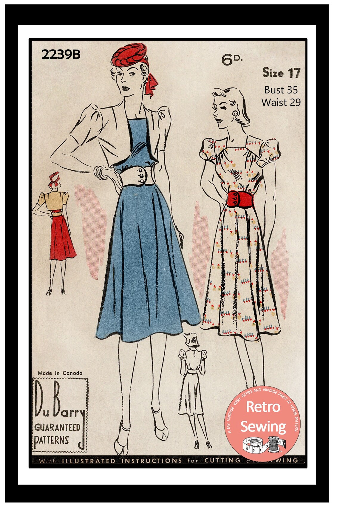 1930s Tea Dress, Girdle Belt and Bolero PDF Sewing Pattern - Etsy