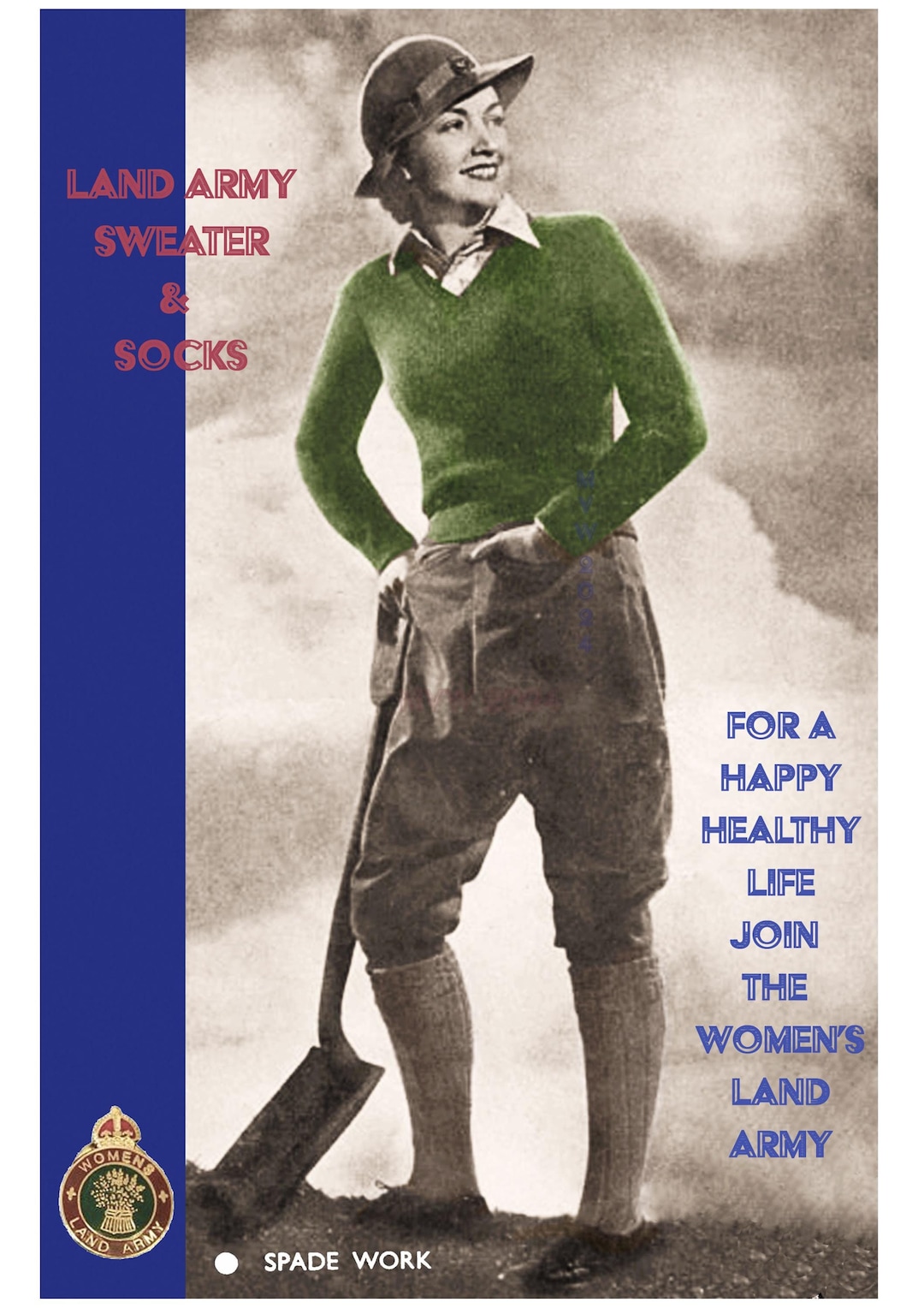 1940s Land Army V-neck Sweater and Socks PDF Knitting Pattern - Etsy UK