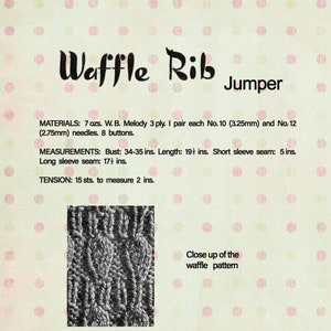1940s Waffle Rib Blouse PDF Knitting Pattern Bust 34-35 - Etsy