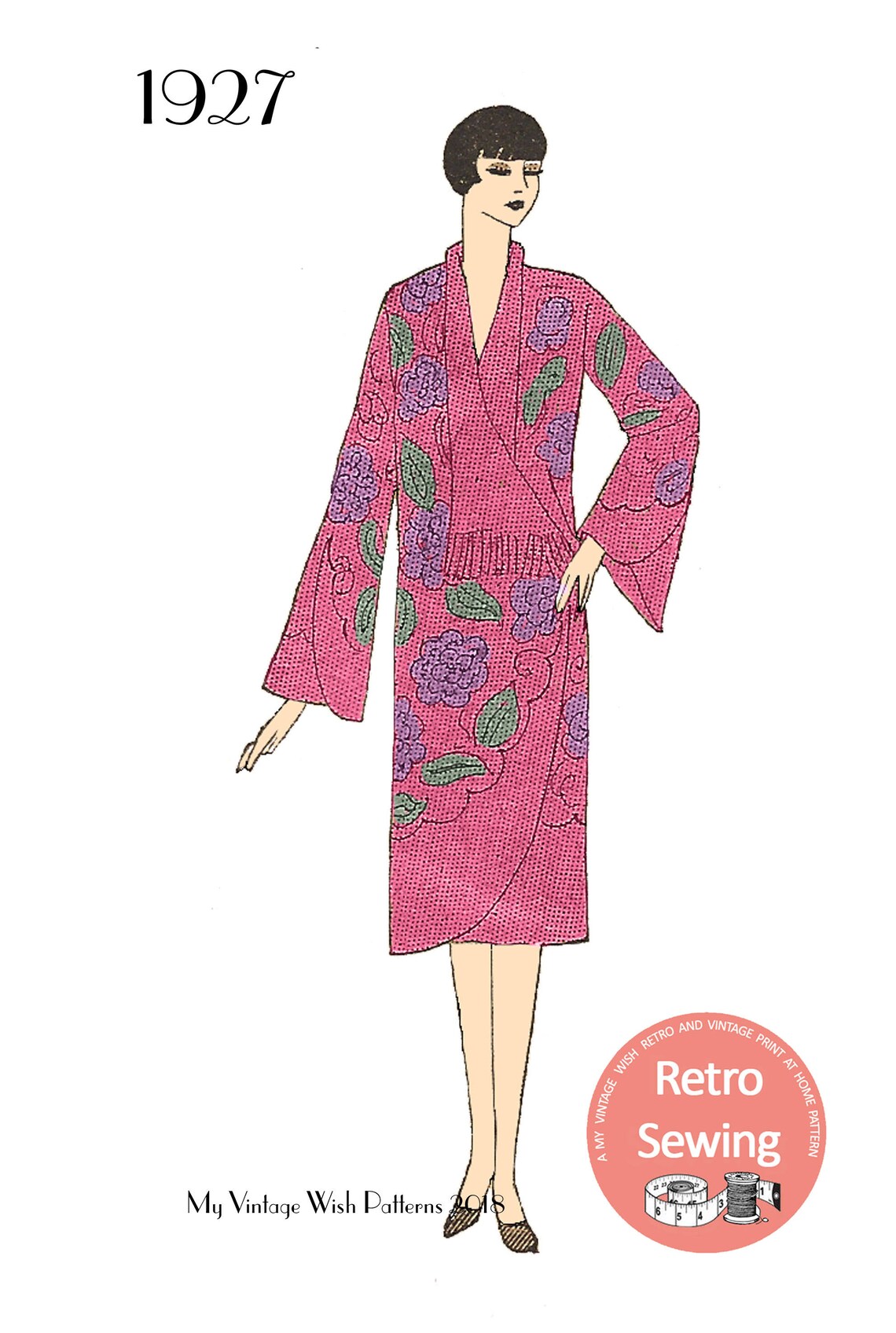 1920s Flapper Dresses and Dressing Robe Trace off Patterns - Etsy