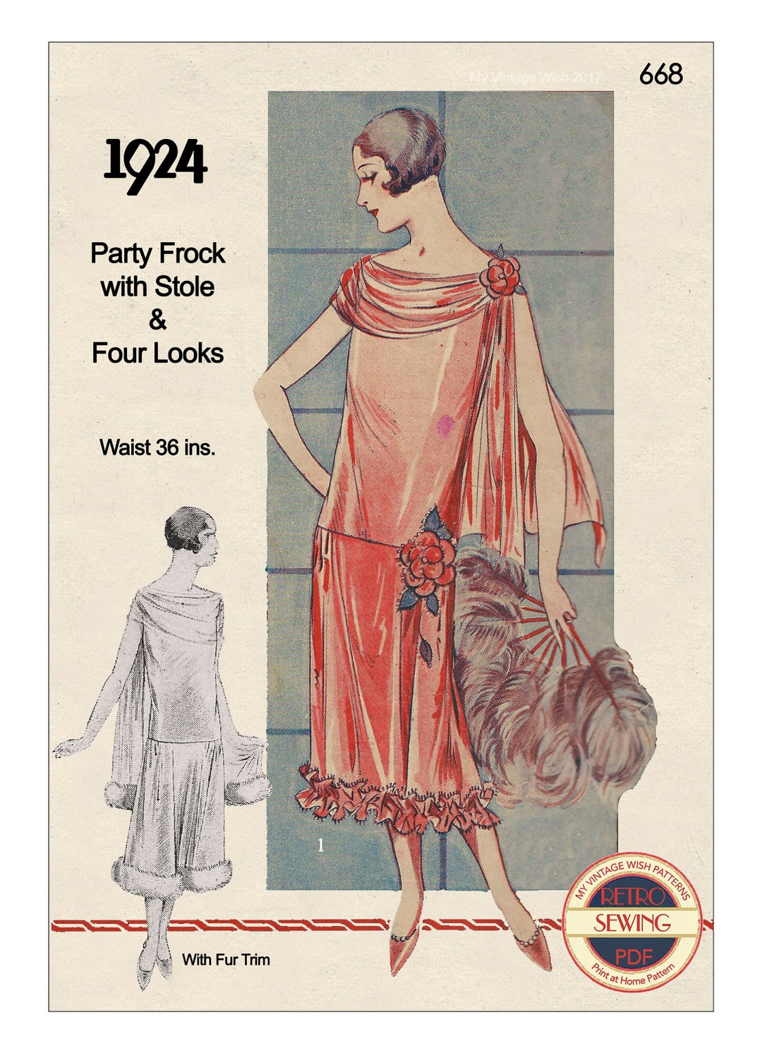 1920's Flapper Party Dress PDF Print at Home Sewing Pattern - Etsy