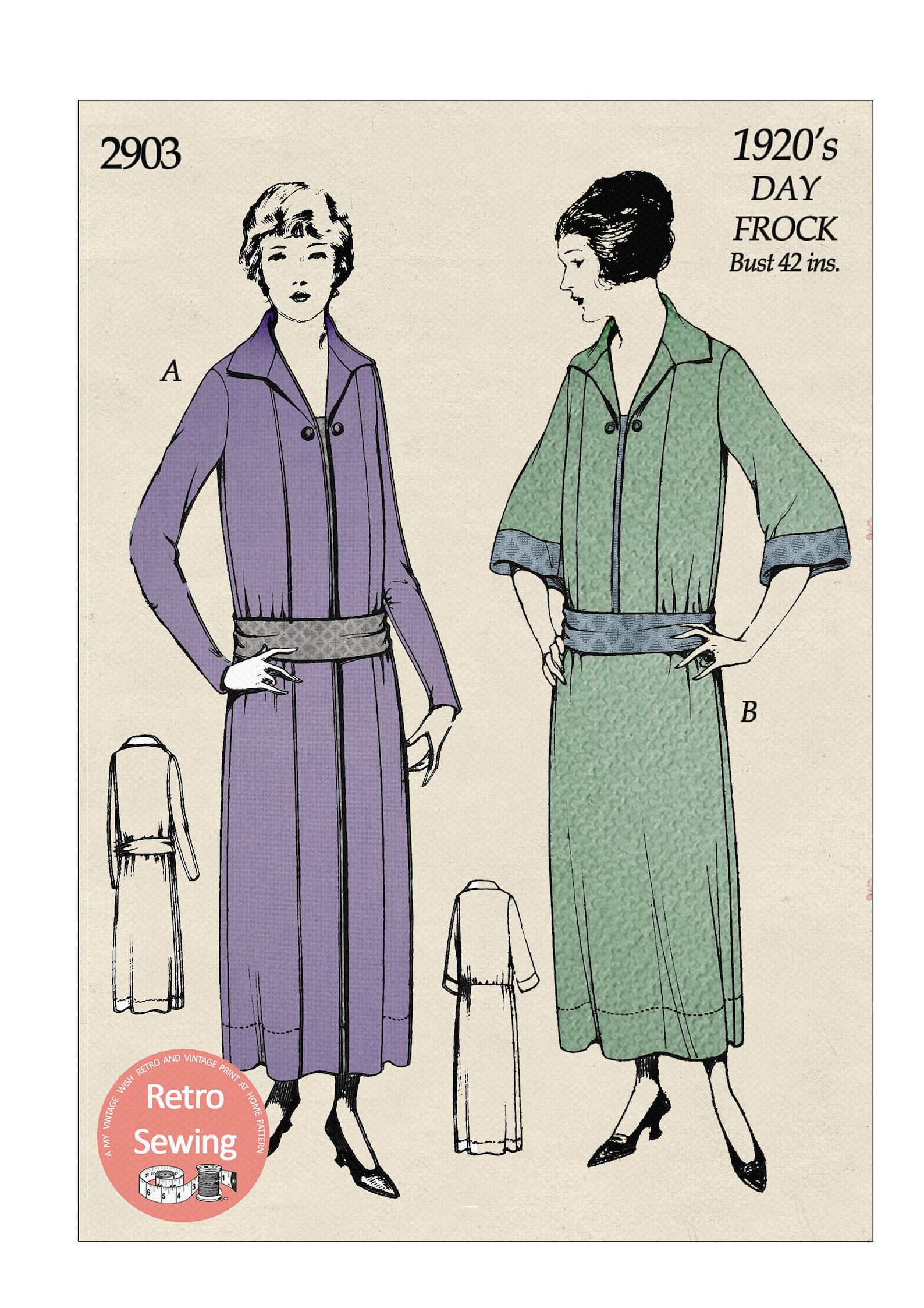 1920's Flapper Dress PDF Print at Home Sewing Pattern Plus - Etsy UK