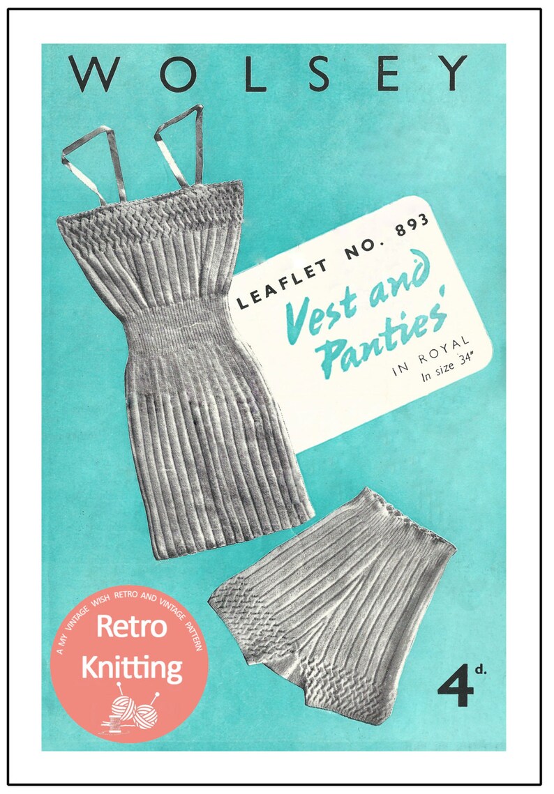 Vintage Vest and Knickers PDF Knitting Pattern Bust 34 - Etsy
