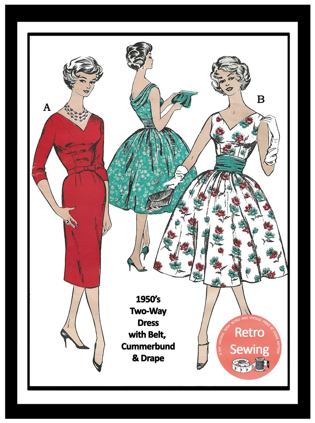 1950s Cocktail Dresses Pattern - 38 Bust - Rockabilly - Pin Up - Etsy