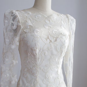 Designer 1980's Bianchi Ivory Tea Length Gown With Metallic Gold Lace ...