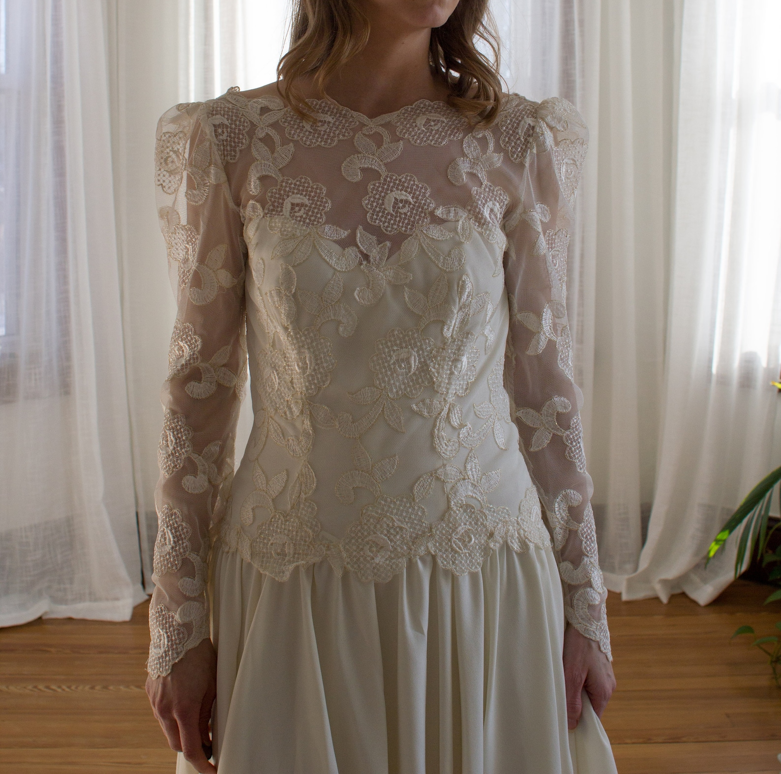 Designer 1980's Bianchi Ivory Tea Length Gown With - Etsy