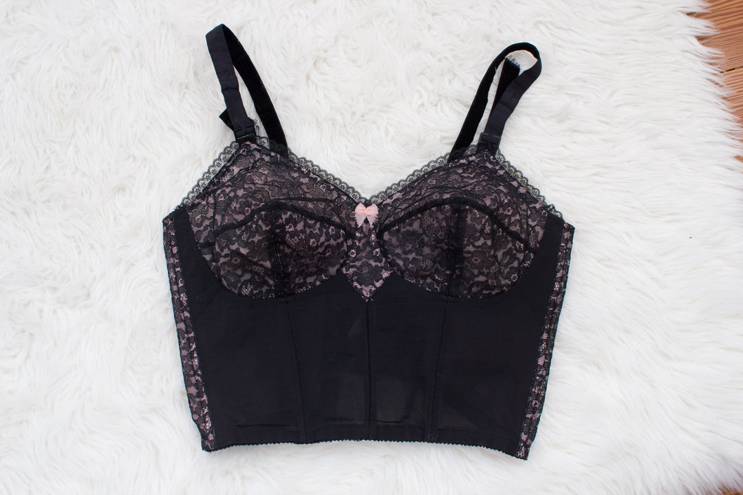1950's Black Bullet Corset Bra / Size 36 C / Pink / Pinup / Bustier - Etsy