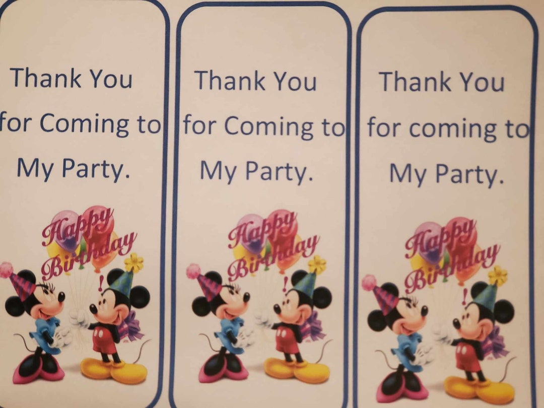 Mickey and Minnie Mouse Birthday Bookmark Favors for the Party. Set 12 ...
