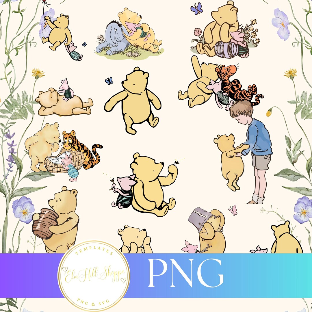 Winnie the Pooh Vintage Clip Art PNG Bundle - Etsy UK