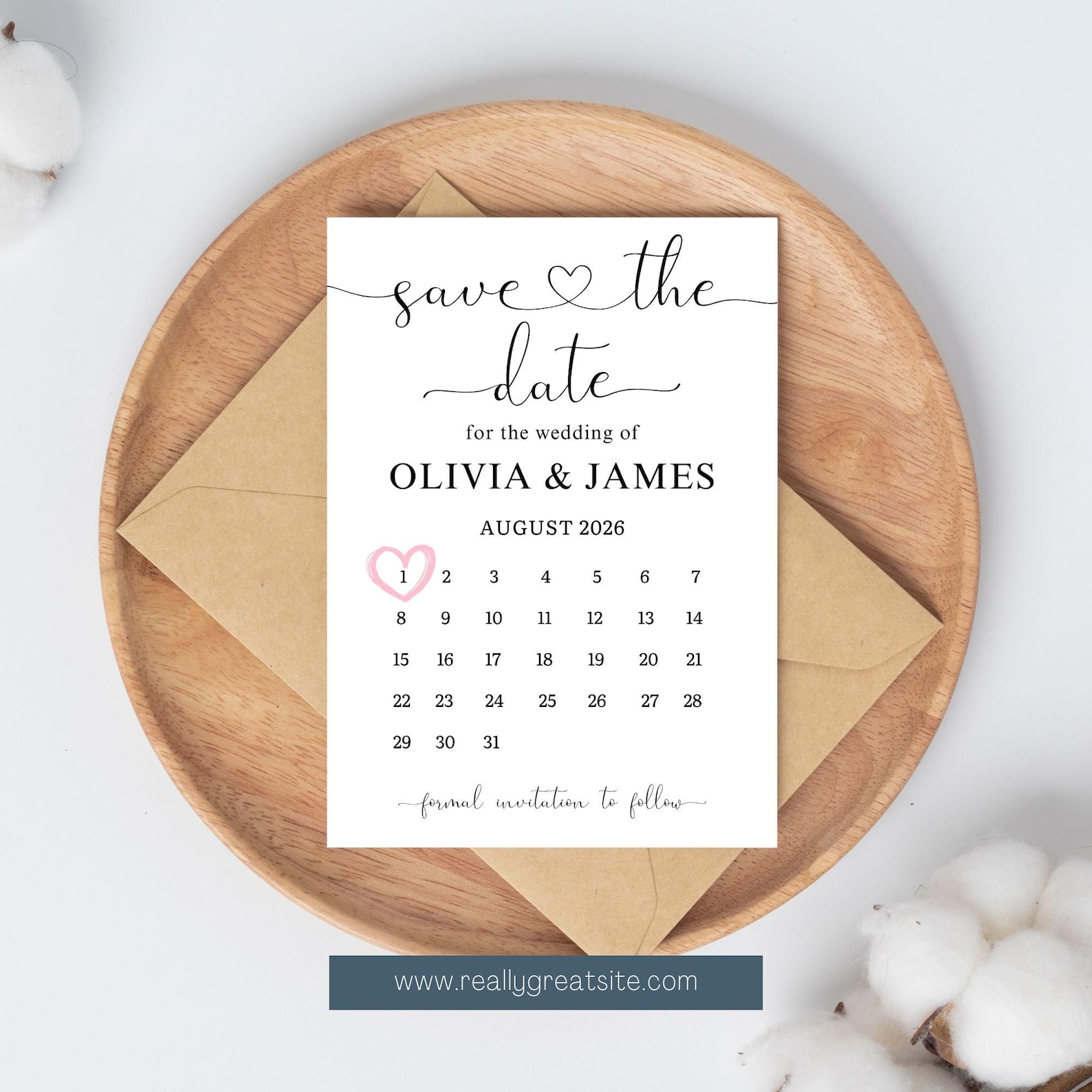 Calendar Save the Date Template, Hearts Design (instant Download) - Etsy