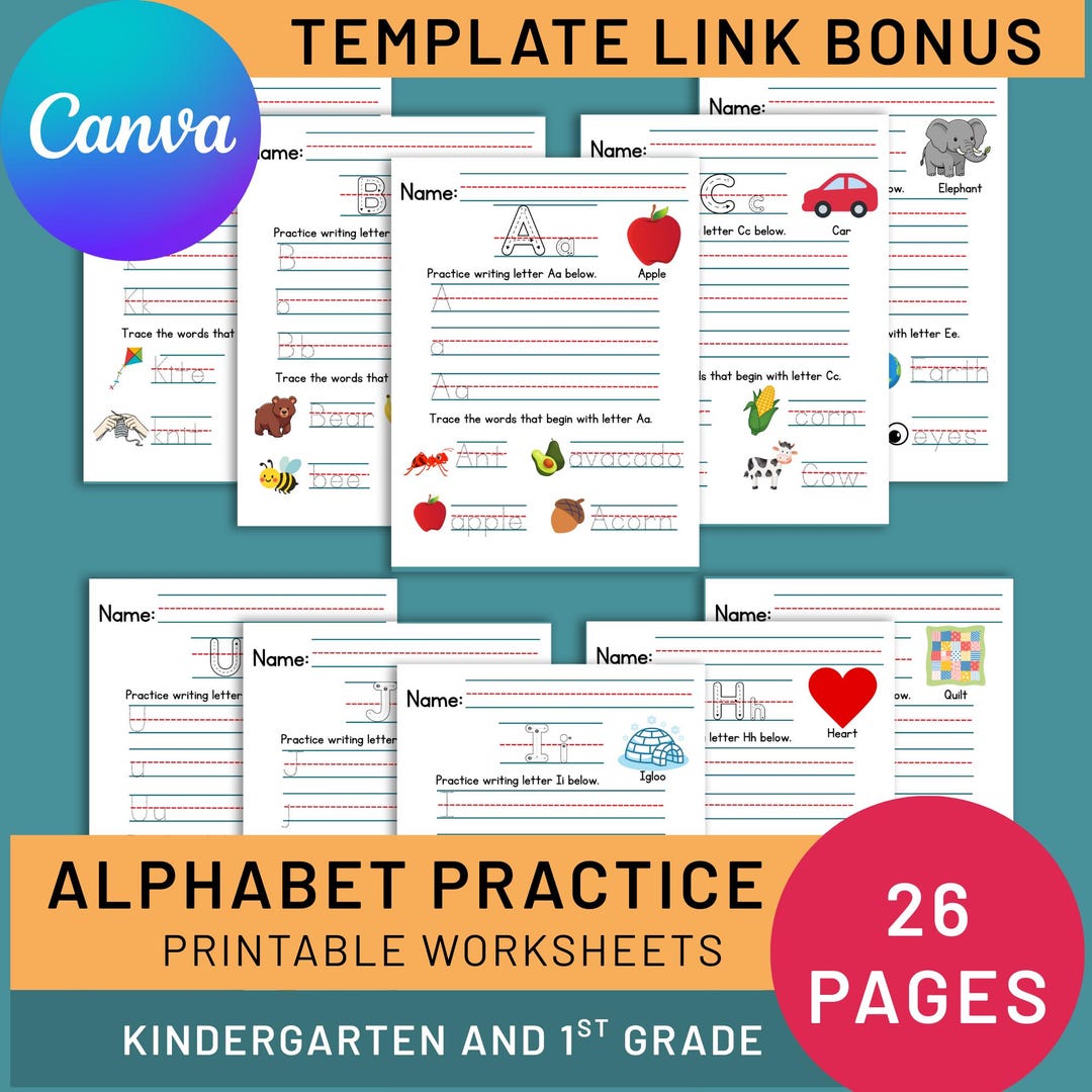 Alphabet Letter Writing Practice Tracing Worksheets: Handwriting ...