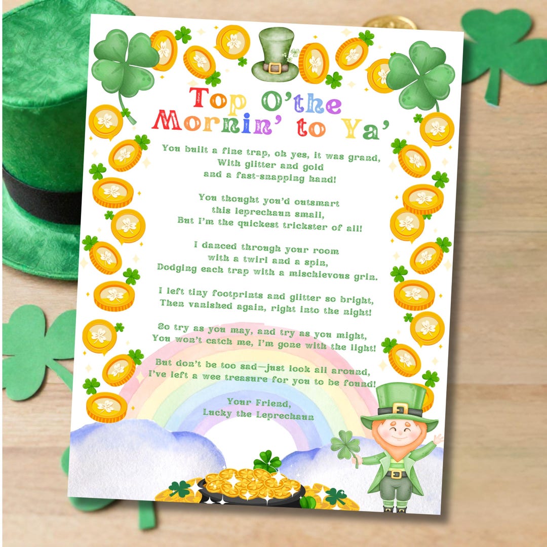 St. Patrick’s Day Leprechaun Letter for Kids Printable Leprechaun Note ...