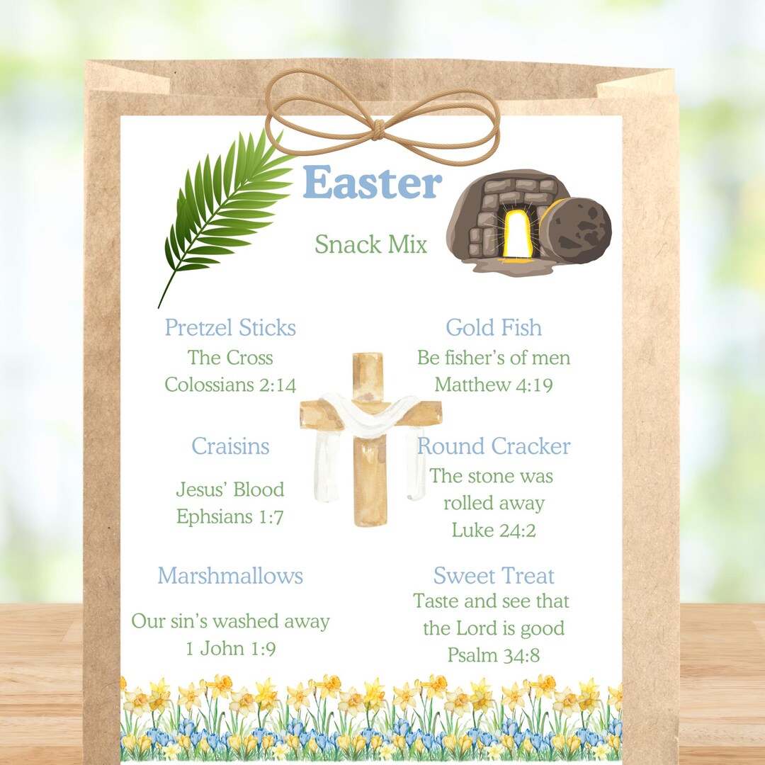 Easter Story Snack Mix Printable Tag, Religious Easter Activities ...