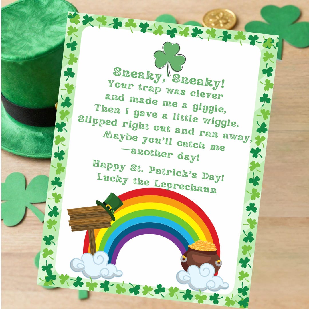 St. Patrick’s Day Leprechaun Letter for Kids Printable Leprechaun Note ...