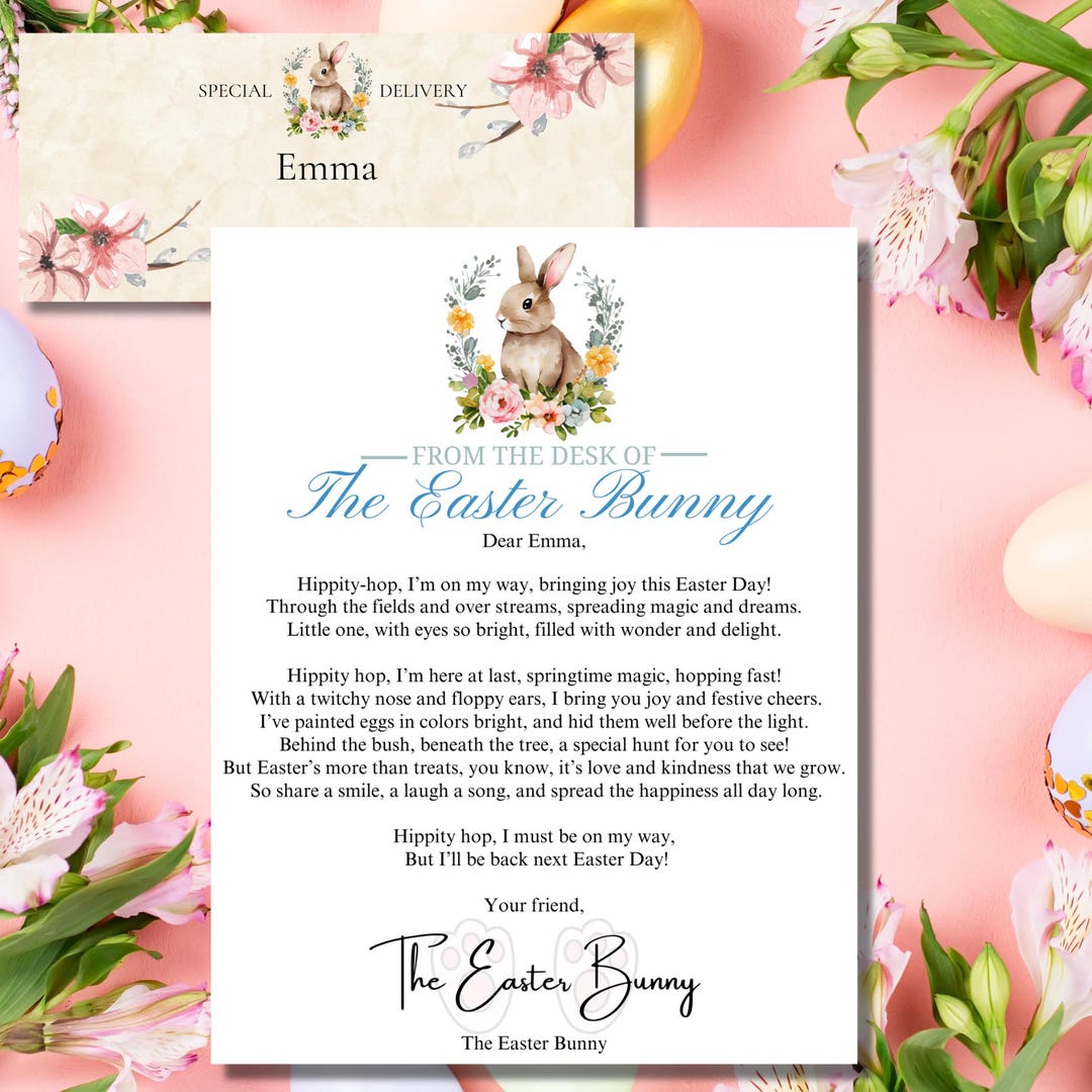 EDITABLE Letter From Easter Bunny, Printable Easter Bunny Letter ...