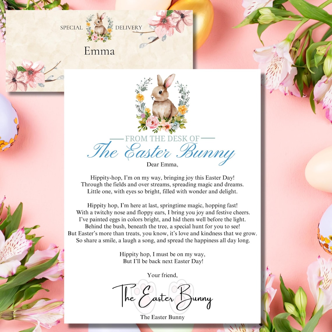 EDITABLE Letter From Easter Bunny, Printable Easter Bunny Letter ...