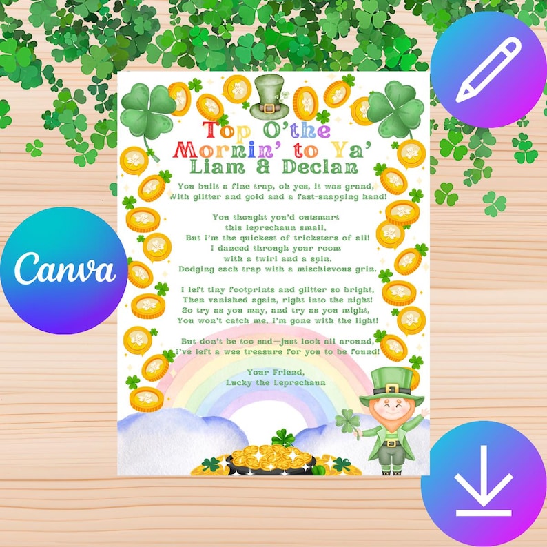 St Patrick's Day Leprechaun Letter & Poem Game (digital Download) - Etsy UK