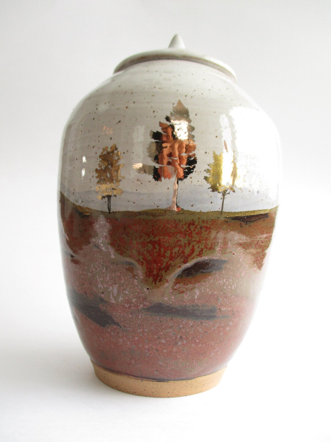 13L Handmade Ceramic Urn With Gold Pine Trees - Etsy