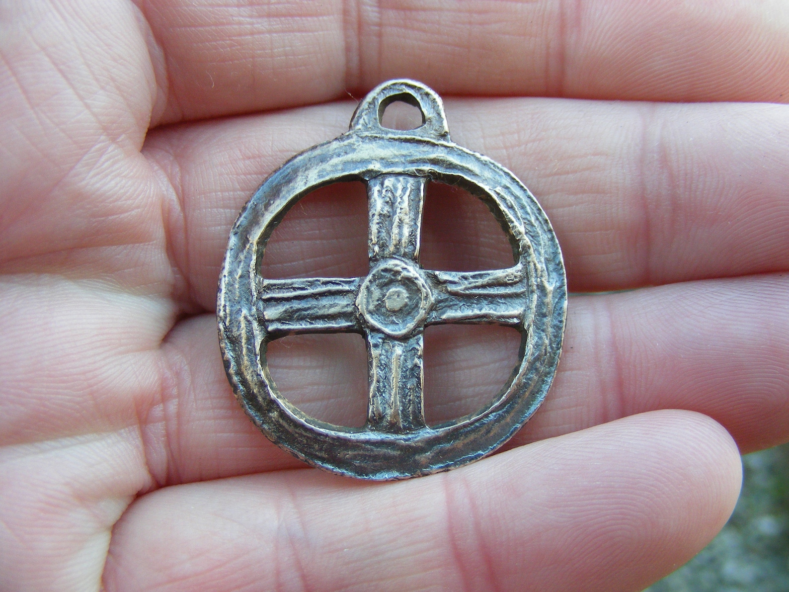 Celtic Sun Cross Wheel of the Year Bronze Pendant | Etsy