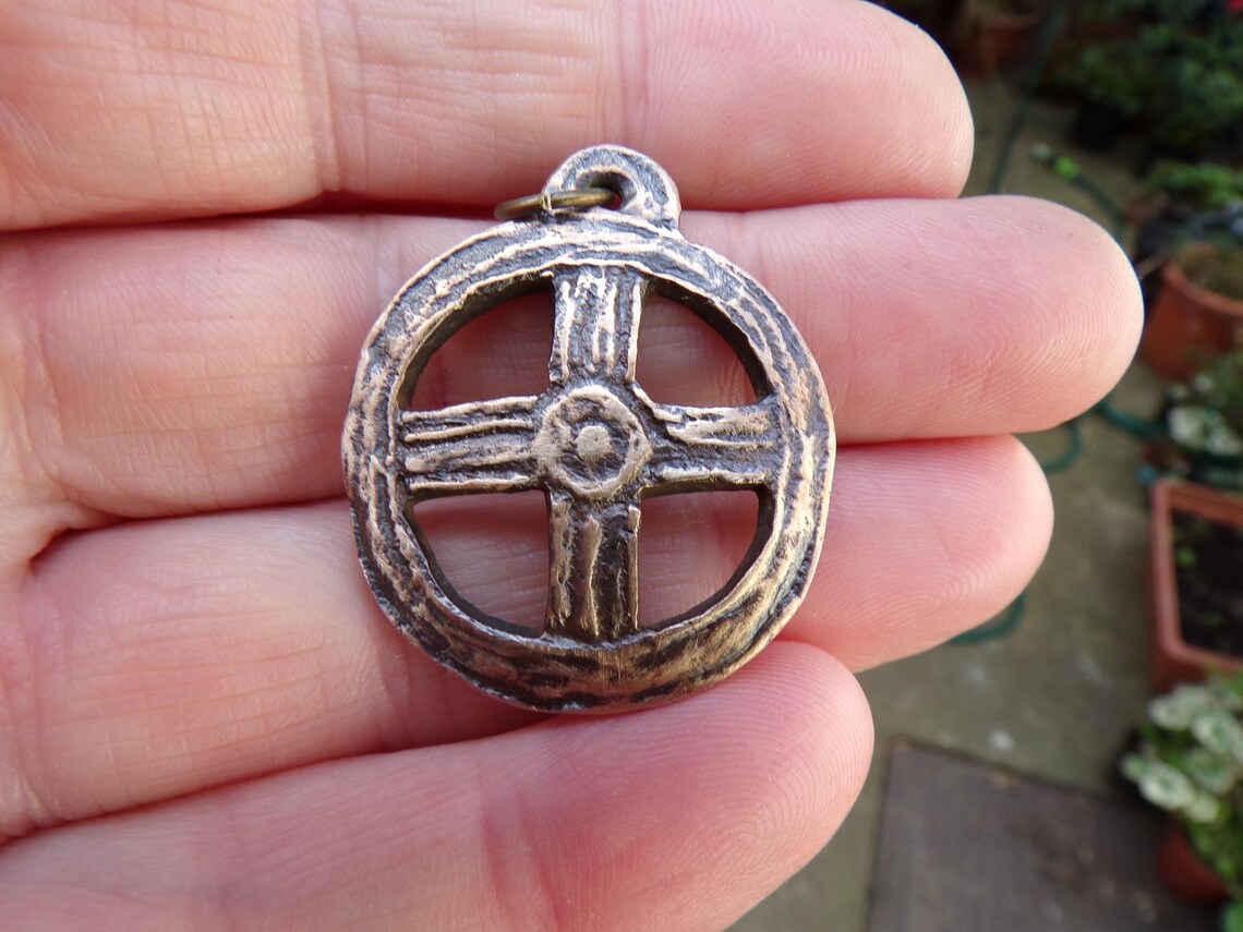 Celtic Sun Cross Wheel of the Year Bronze Pendant - Etsy