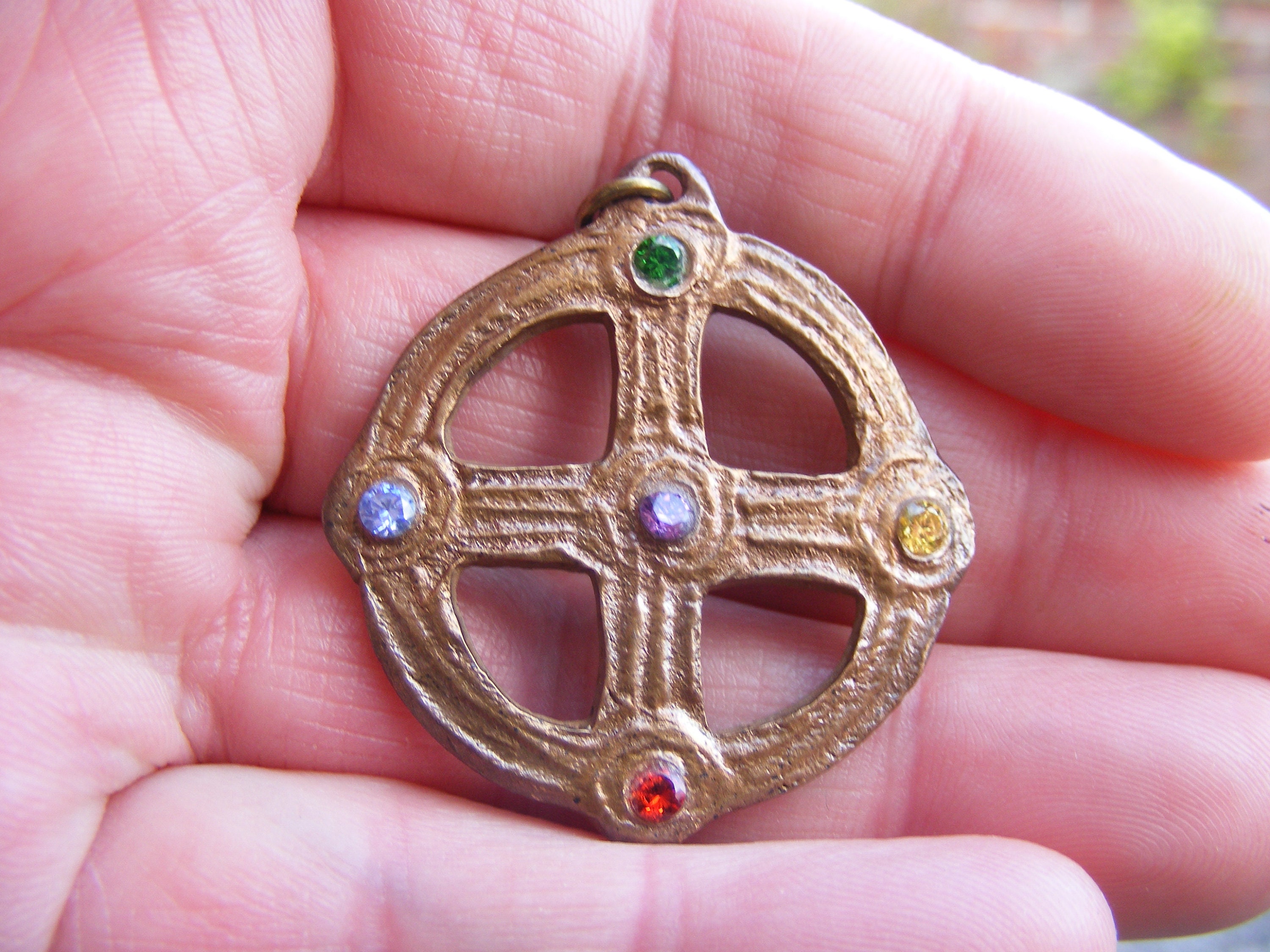 Elemental Celtic Sun Cross Wheel of the Year Bronze Pendant - Etsy UK