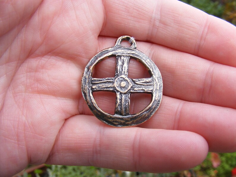Celtic Sun Cross Wheel of the Year Bronze Pendant | Etsy