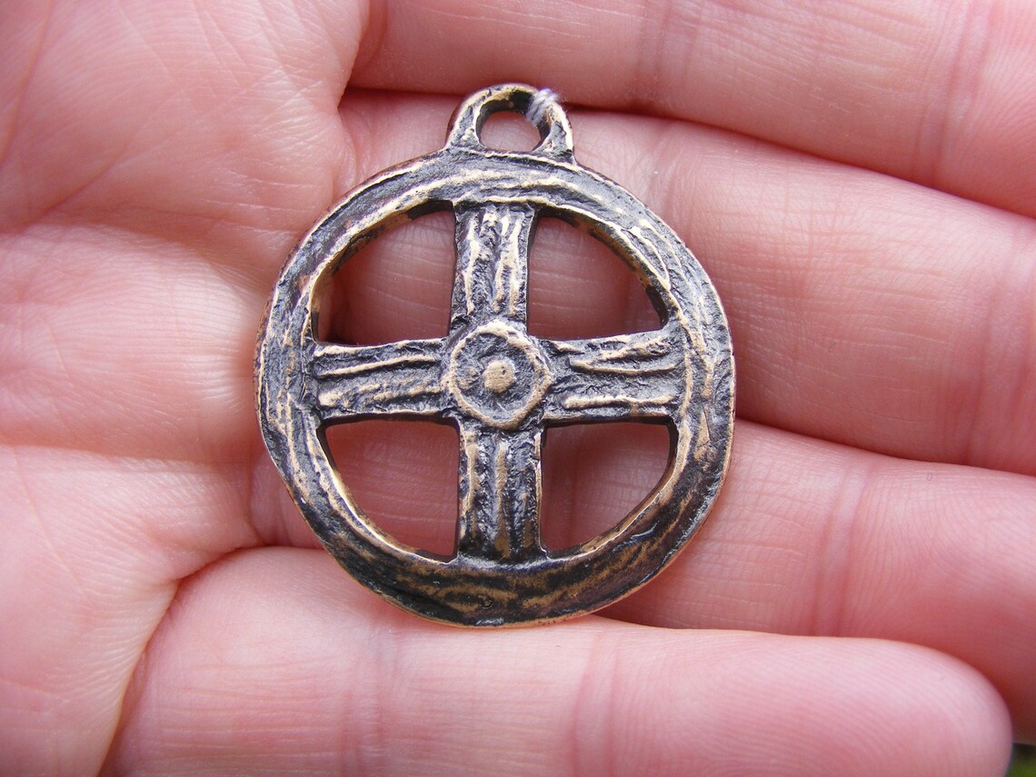 Celtic Sun Cross Wheel of the Year Bronze Pendant | Etsy