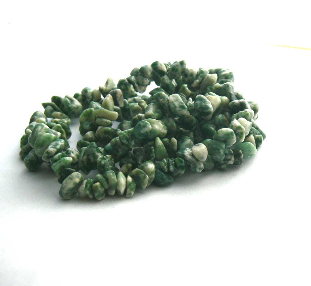 Tree Agate Chips Beads, Wire of 90 Cm Veined Green Tree Agate Chips ...
