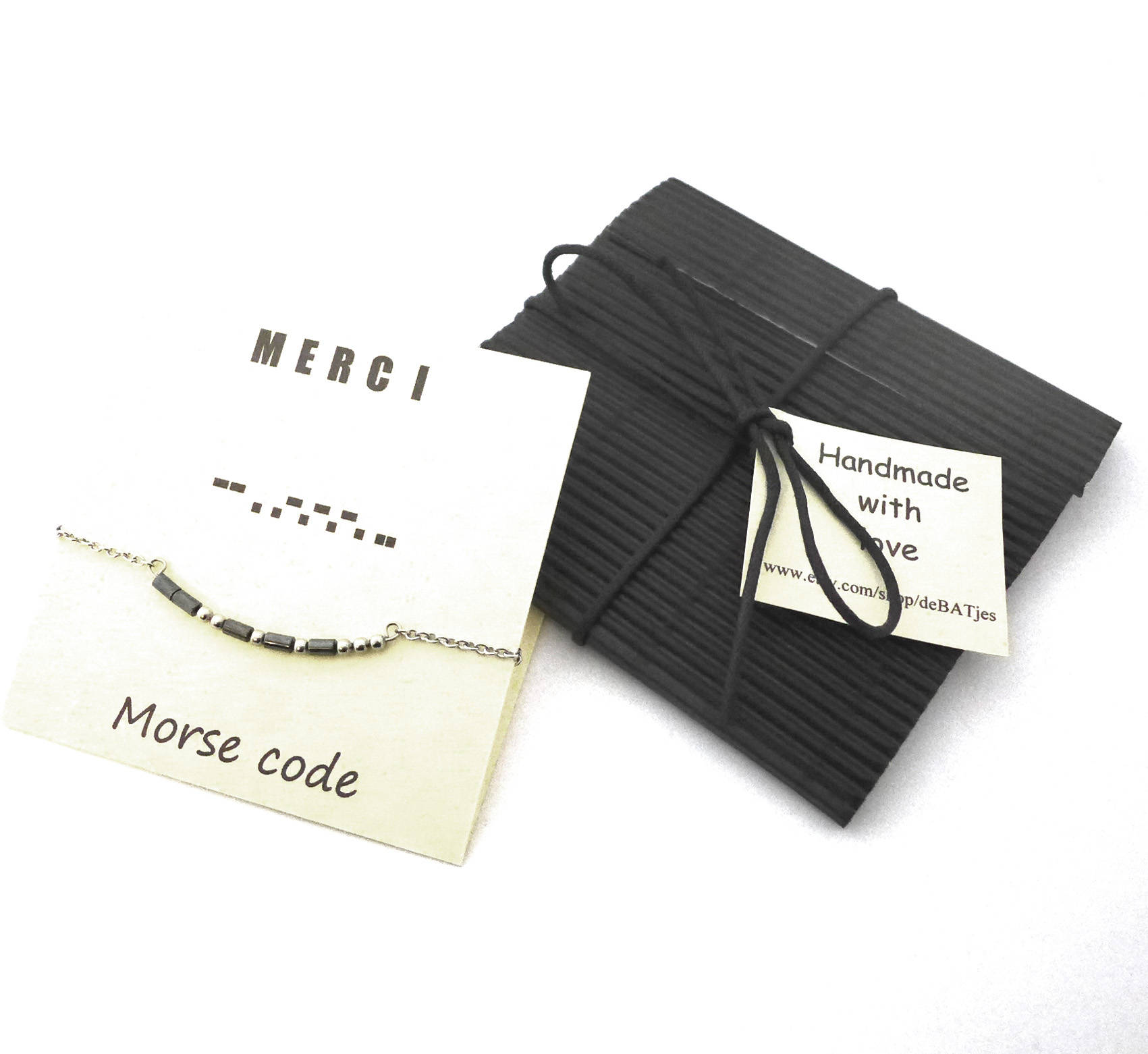 Morse Code MERCI French for Thanks Bracelet Grey Hematite - Etsy