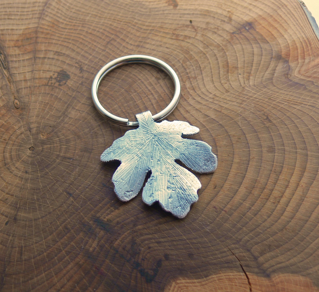 Fig Leaf Hammered Aluminum Key Chain, Hammered Aluminum Little Fig Leaf ...
