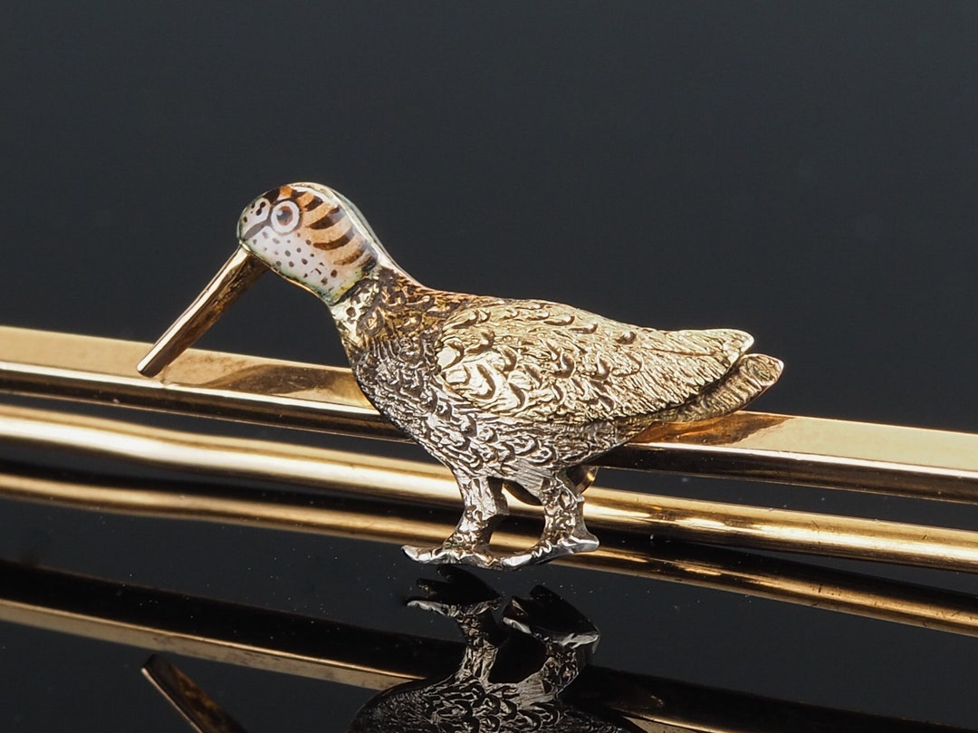 Antique Snipe Game Bird 9ct Gold Pin Brooch, Mens Lapel Victorian Bird ...