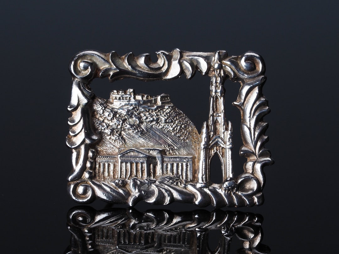 Silver Edinburgh Castle Brooch Gift, Historic Scottish Landscape ...