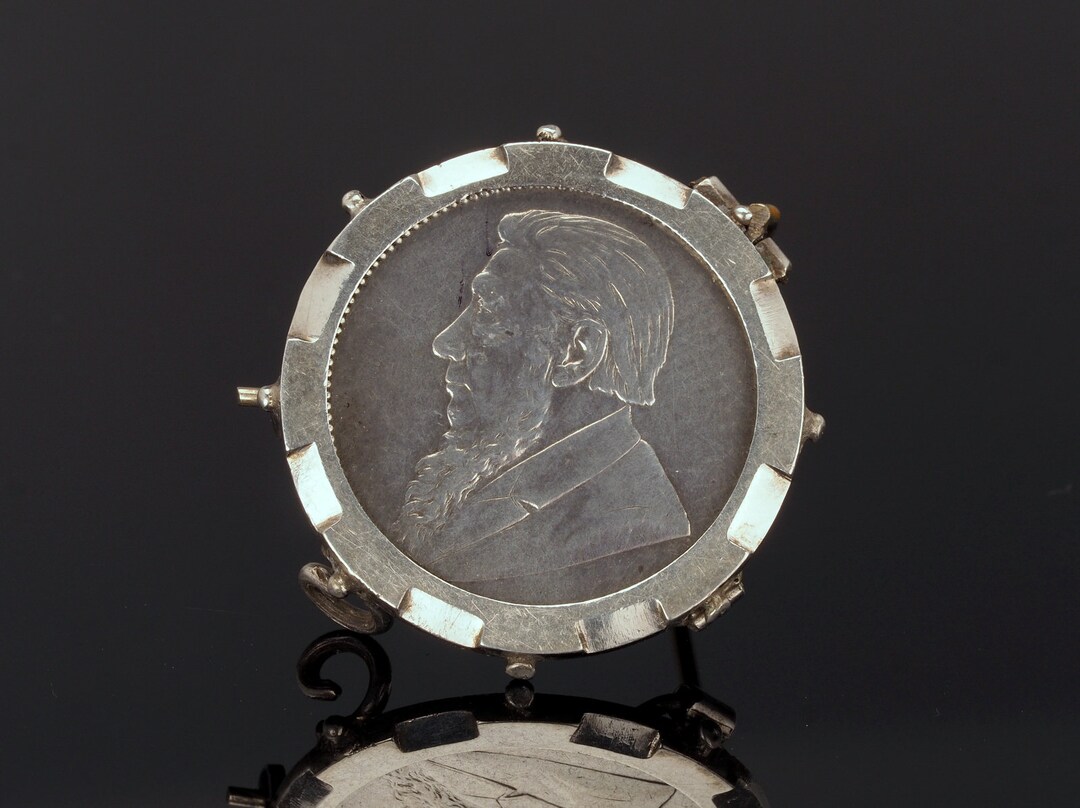 Antique Sterling Silver Coin Brooch Pin With South African Coin ...