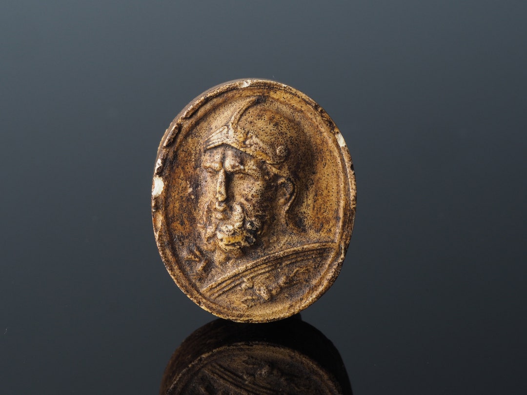 Antique Cameo Mould of Front Facing Roman Soldier; Left Facing Man on ...
