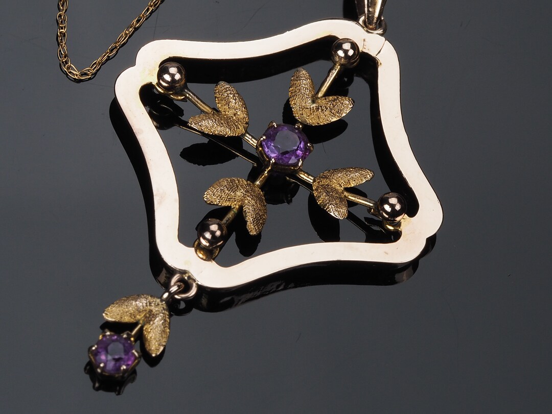 Victorian Lavalier Necklace, Solid Gold Lavaliere, Antique Amethyst ...