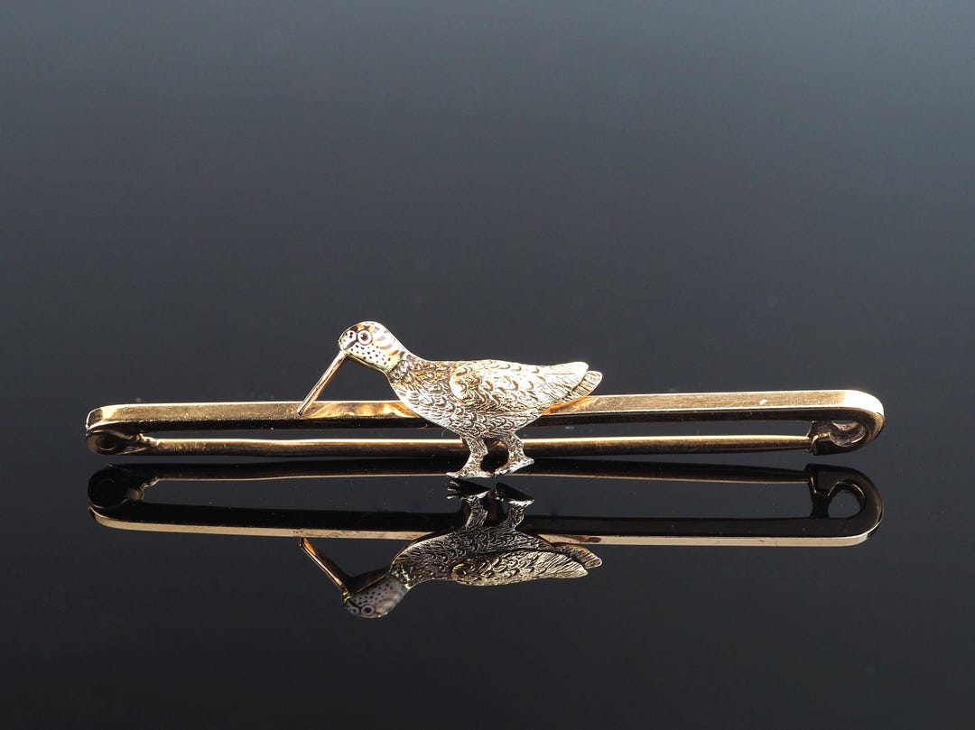 Antique Snipe Game Bird 9ct Gold Pin Brooch, Mens Lapel Victorian Bird ...